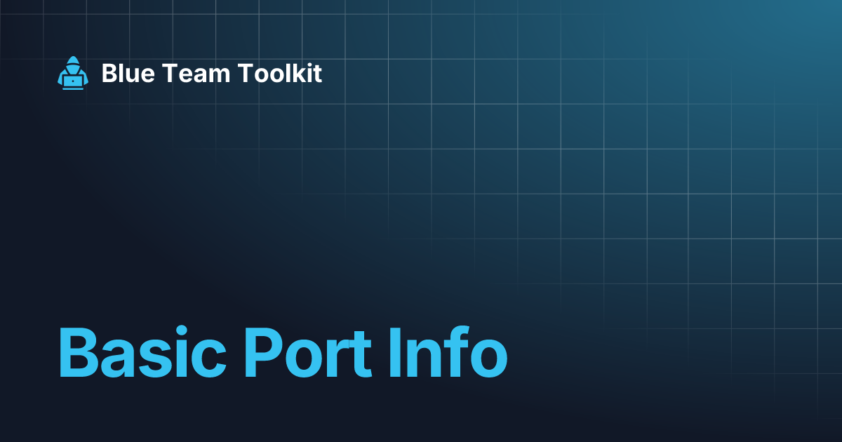 Basic Port Info | Blue Team Toolkit
